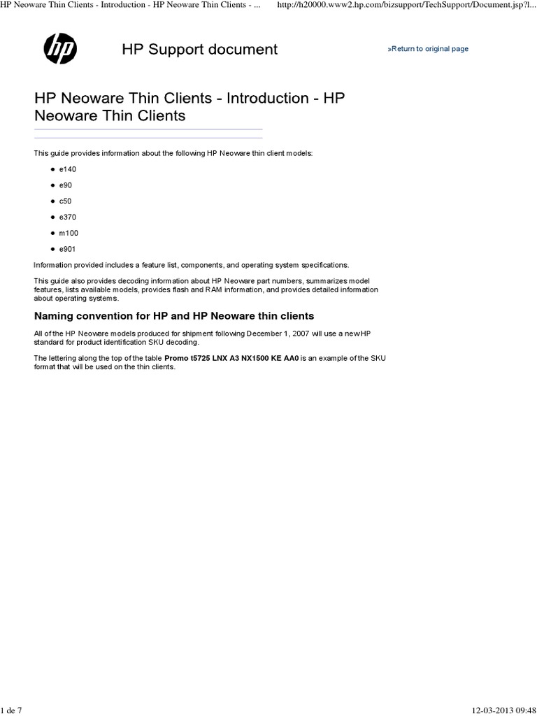 Neoware Thin Clients - HP | PDF | Operating System | Flash Memory