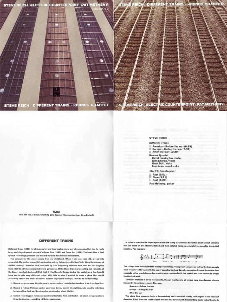 Steve Reich - Different Trains, Electric Counterpoint | PDF