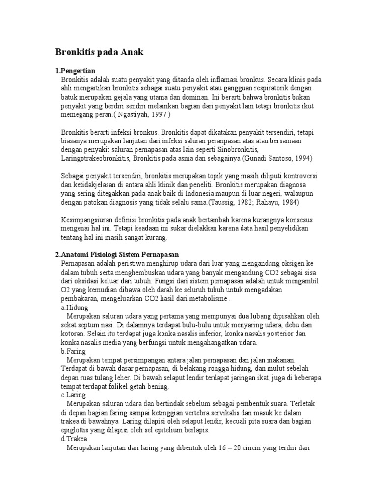 LP Bronkitis Pada Anak | PDF