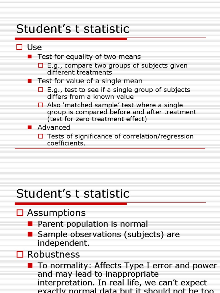 An Overview of the Student's t-Test, Other Common Parametric and ...