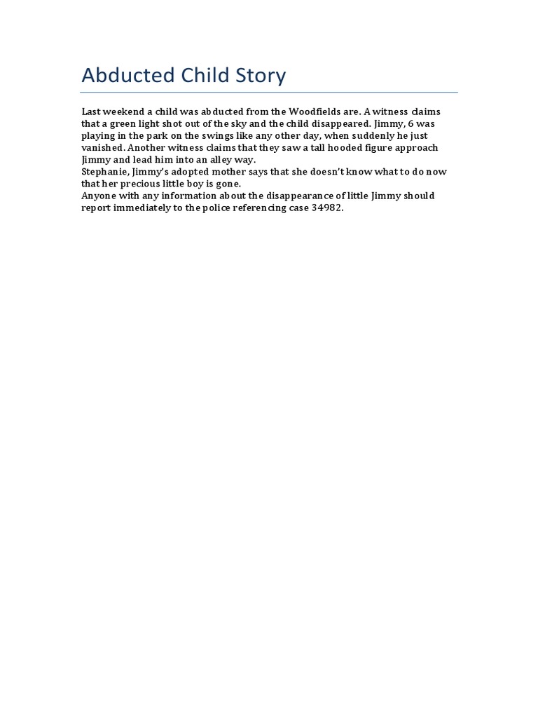 Abducted Child Story | PDF