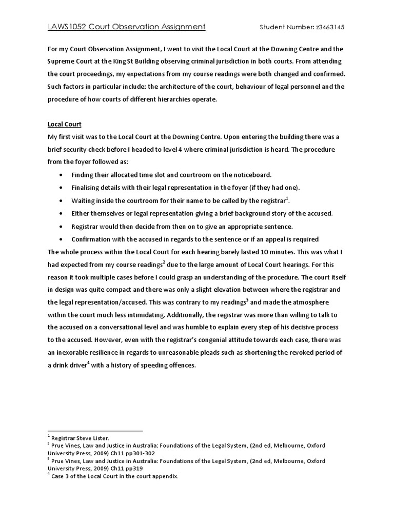 Court Observation Assignment | PDF | Barrister | Judge