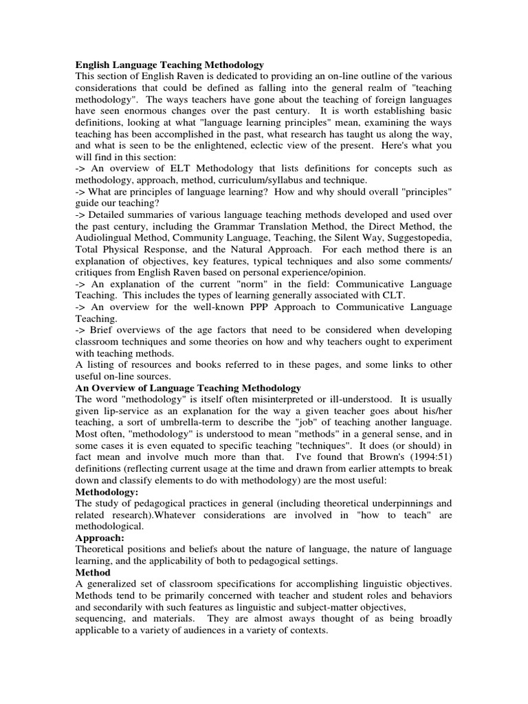 English Language Teaching Methodology | PDF | Language Education ...