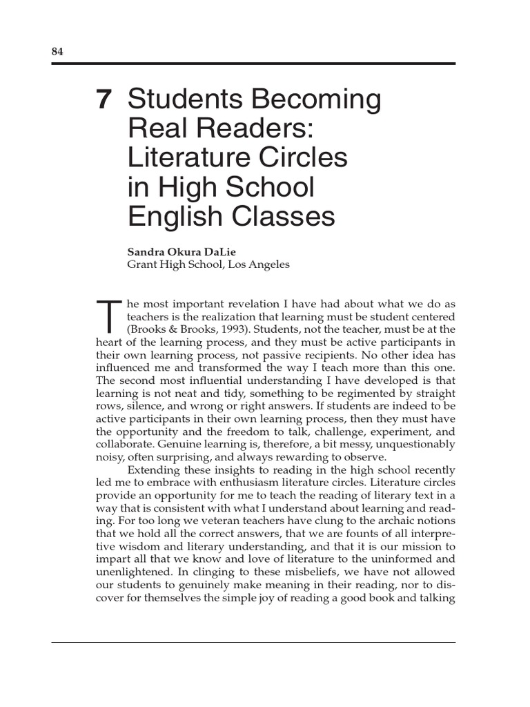 Literature Circles in High School | PDF | English As A Second Or ...