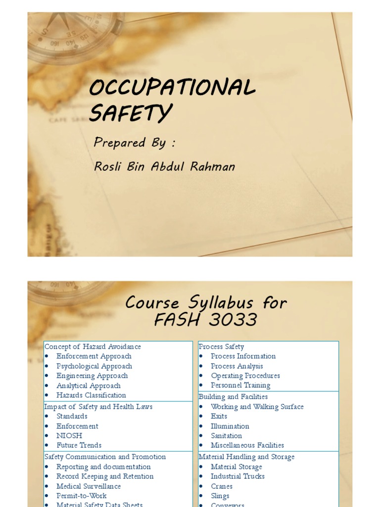 Occupational Safety Course Syllabus | PDF | Occupational Safety And ...