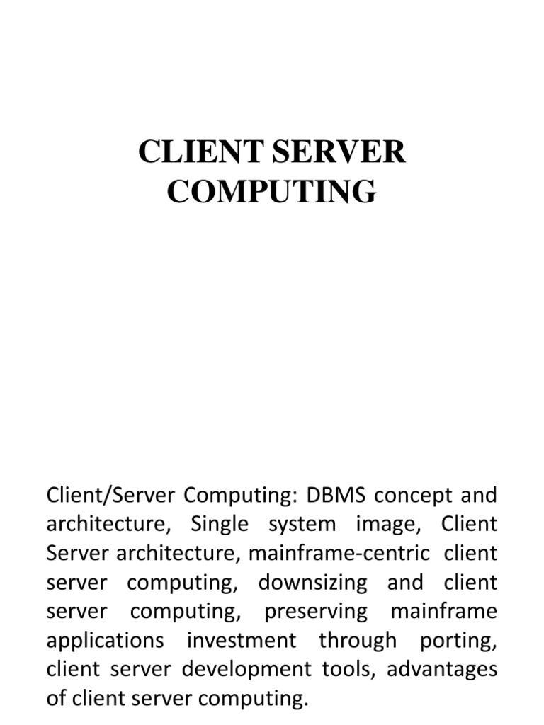 Ch 08 Understanding Client Server Systems Ch08 Pdf Client Server Model Server Computing