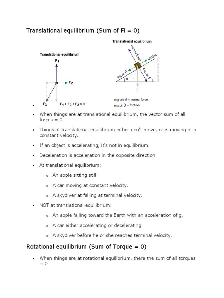 Translational Equilibrium | PDF | Acceleration | Velocity