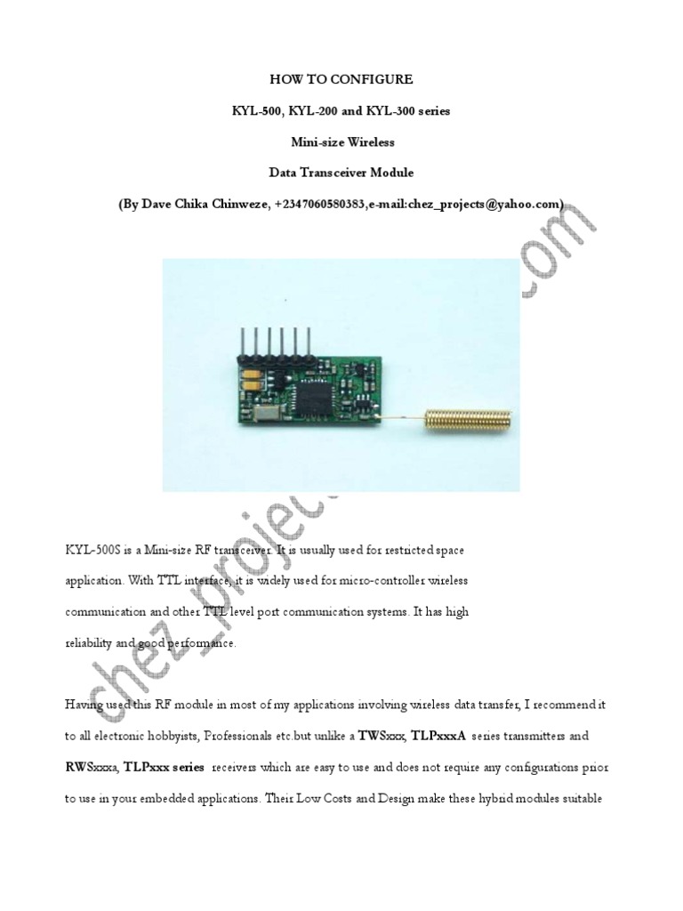 How To Configure Kly500, Kly200 and Kly300 RF Module | PDF | Wireless ...