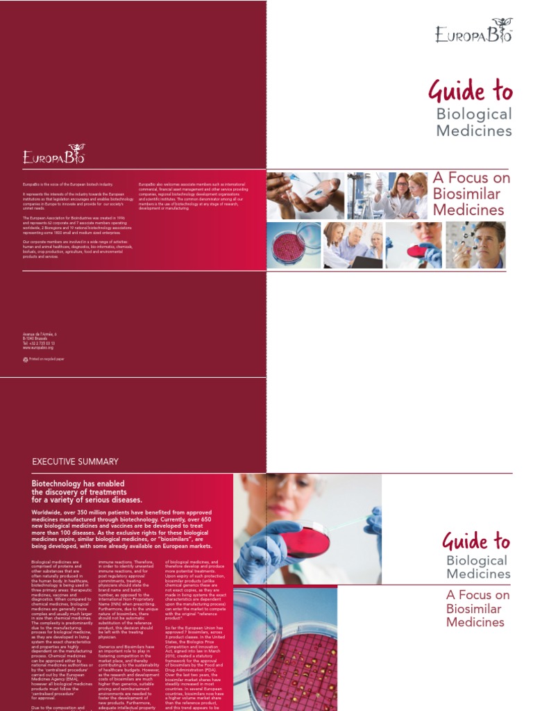 Guide To Biological Medicines A Focus On Biosimilar Medicines | PDF ...