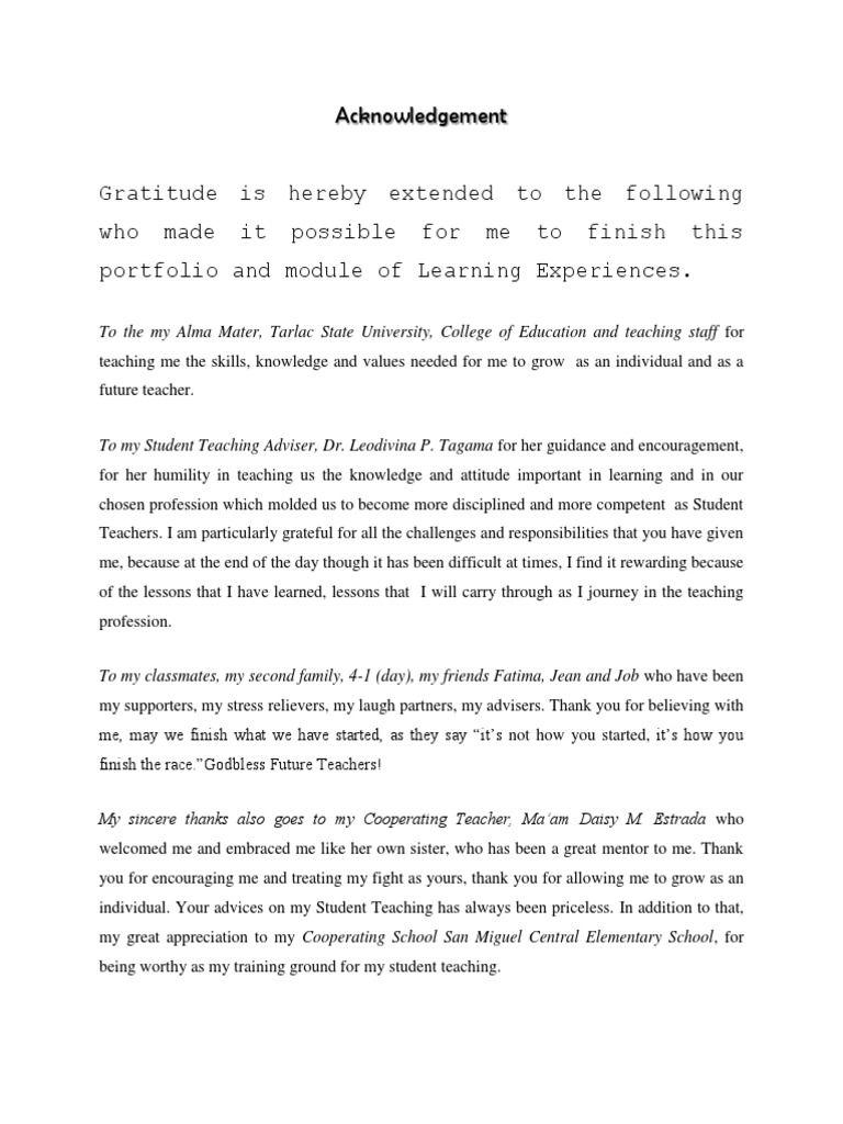 Acknowledgement | Teachers | Cognition