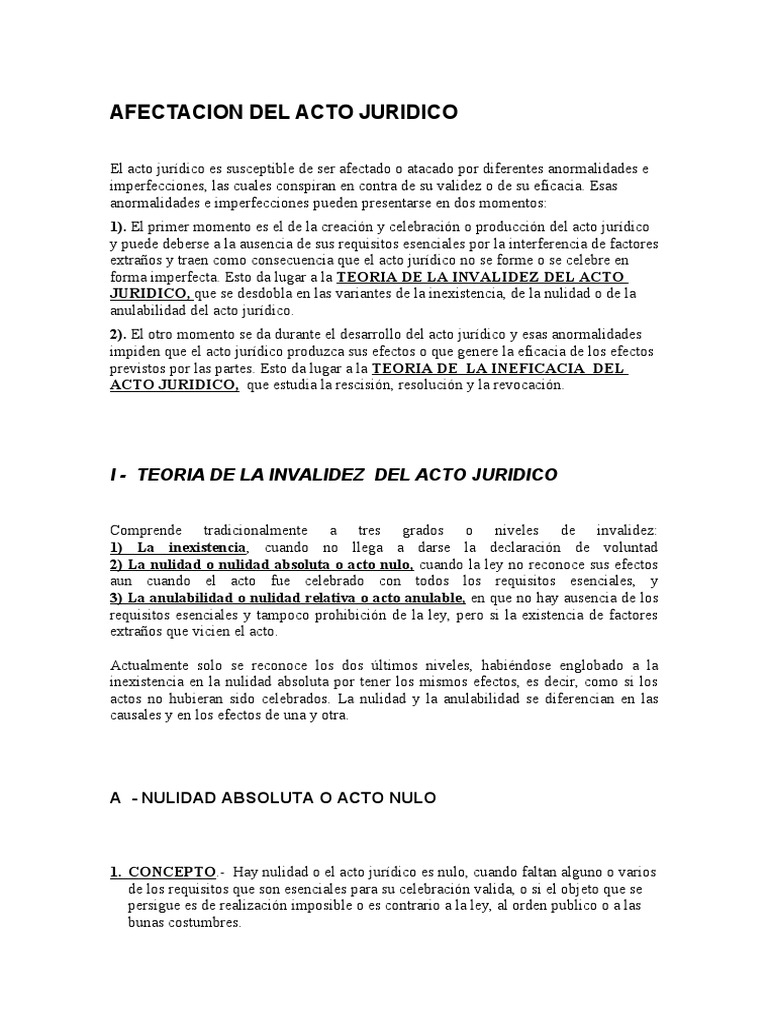 Afectacion Del Acto Juridico | PDF | Nulo (ley) | Jurisprudencia