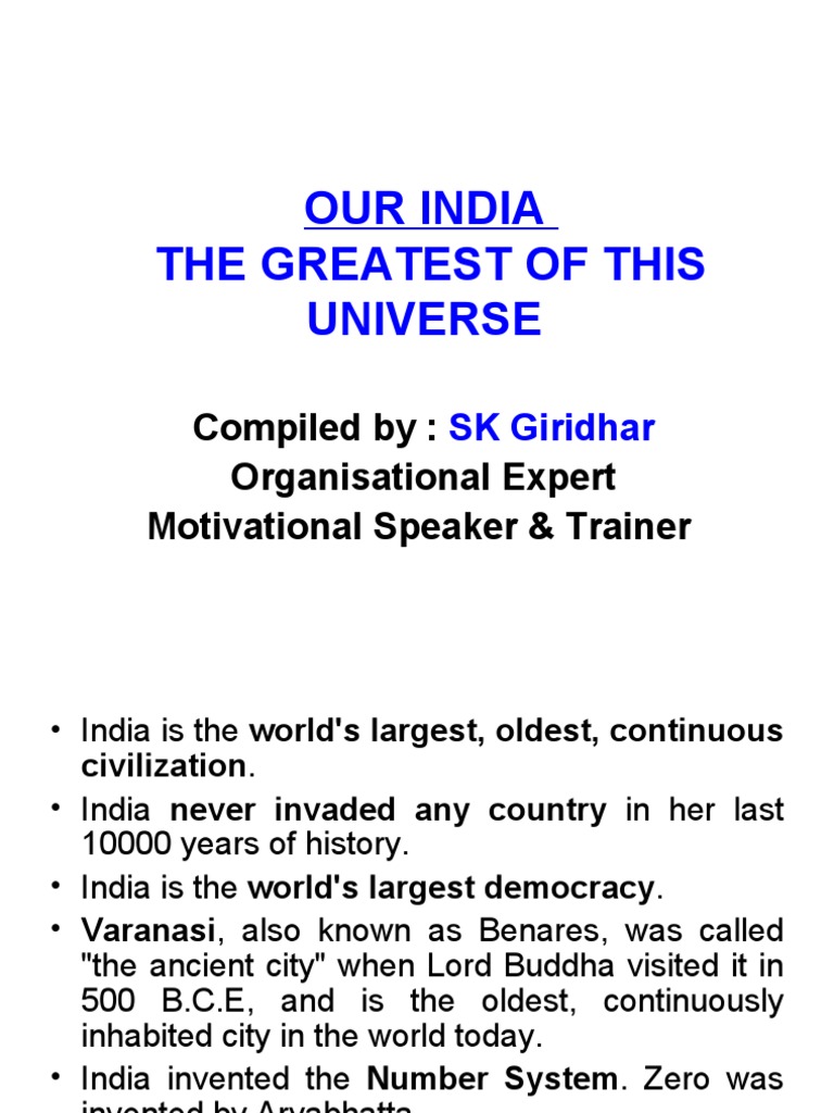 Our India The Greatest of This Universe | PDF | Surgery | Ayurveda