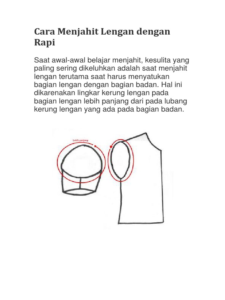 Cara Menjahit Lengan Baju Rapi | PDF