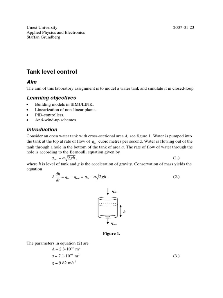 Tank Level Control | PDF | Control Theory | Systems Theory