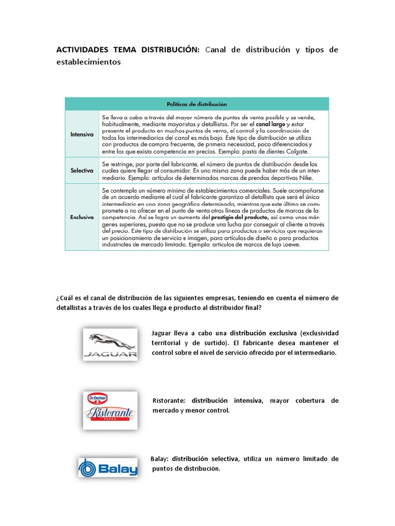 Tipos de Canales de Distribución Comercial | PDF | Distribución ...