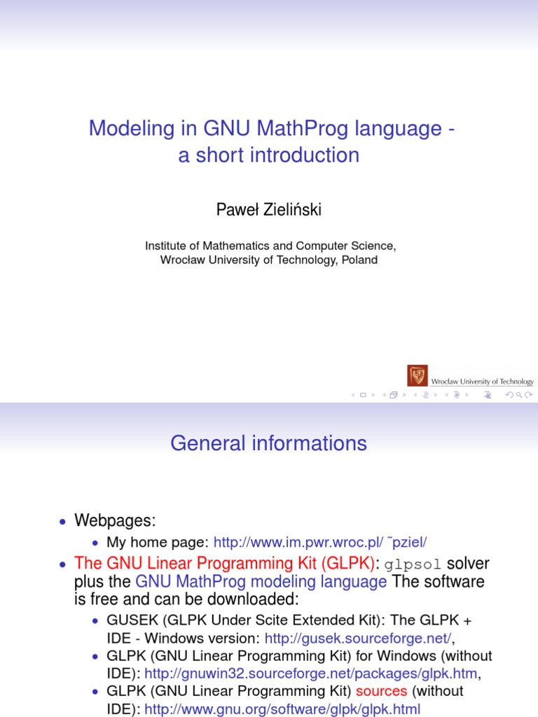GLPK Notes | PDF | Linear Programming | Mathematical Concepts