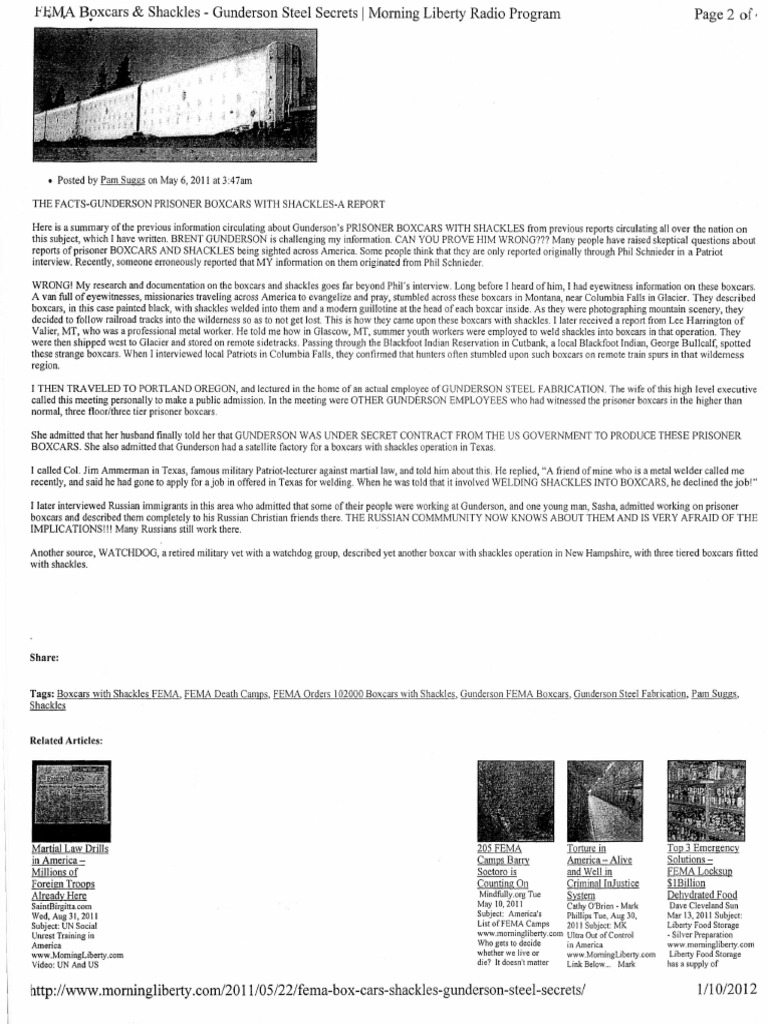 FEMA Boxcars With Shackles & Guillotines | PDF | Violence