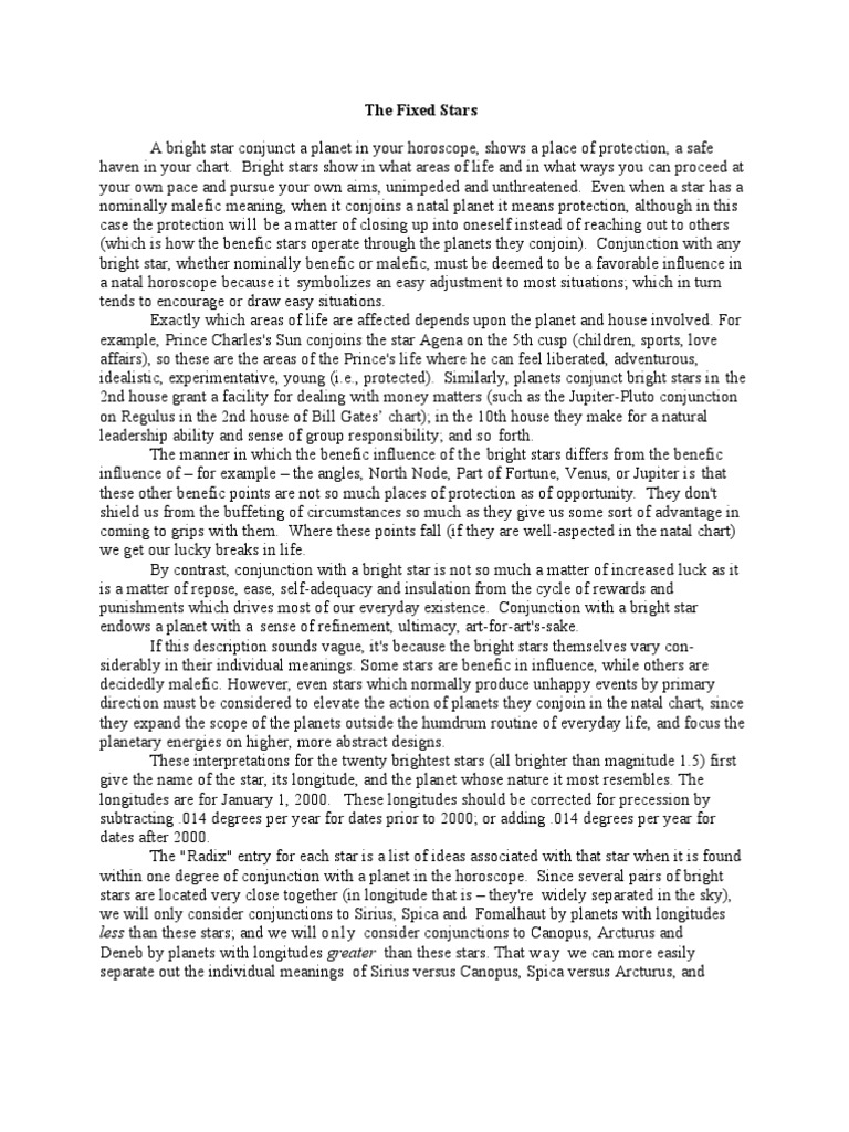 Fixed Stars | PDF | Horoscope | Science