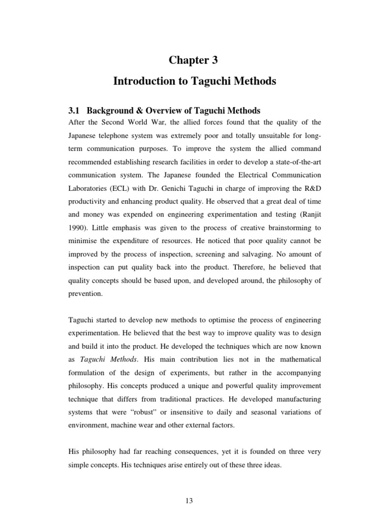 Chapter 3 Introduction To Taguchi Methods | PDF | Experiment | Design ...