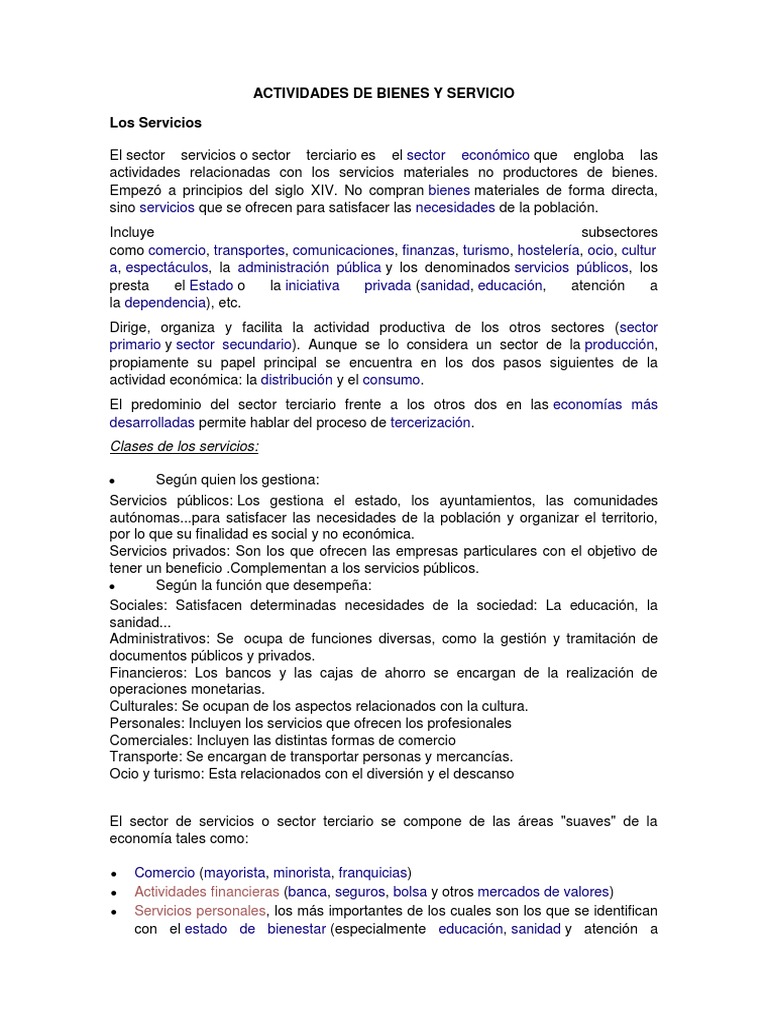 Actividades de Bienes y Servicio | PDF | Sector terciario de la ...