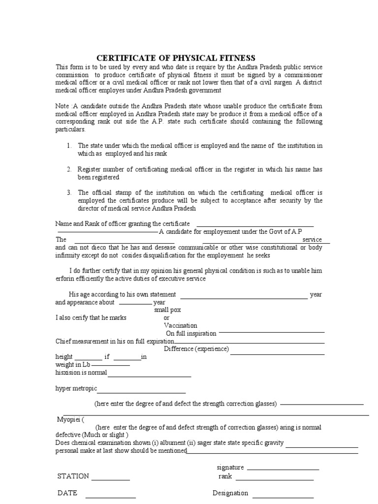 Certificate of Physical Fitness | PDF | Asthma | Medicine