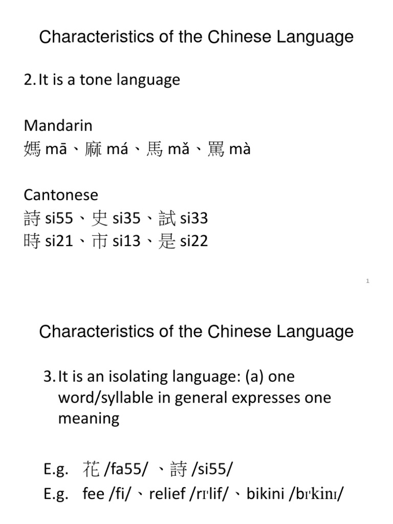 Characteristics of the Chinese Language | PDF