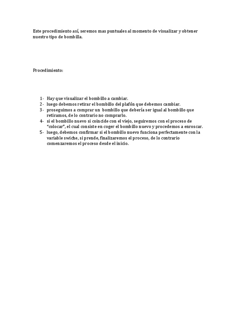 Procedimiento para Cambiar Bombillo Crocodile | PDF