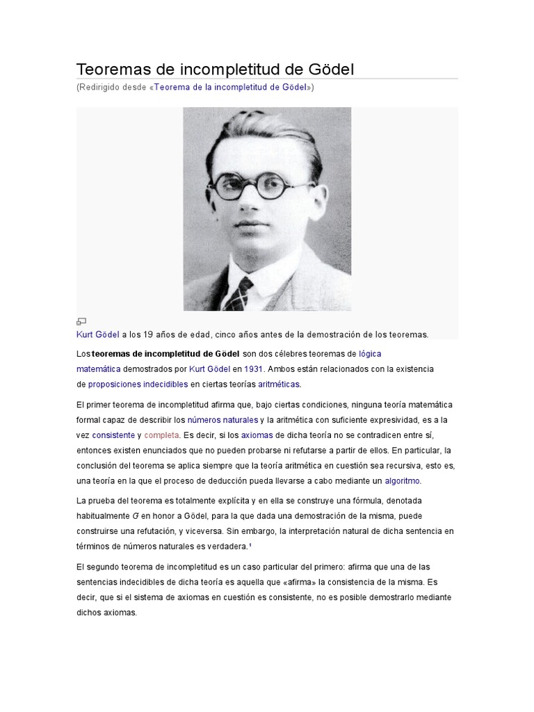 Teoremas de Incompletitud de Gödel | PDF | Prueba matemática ...