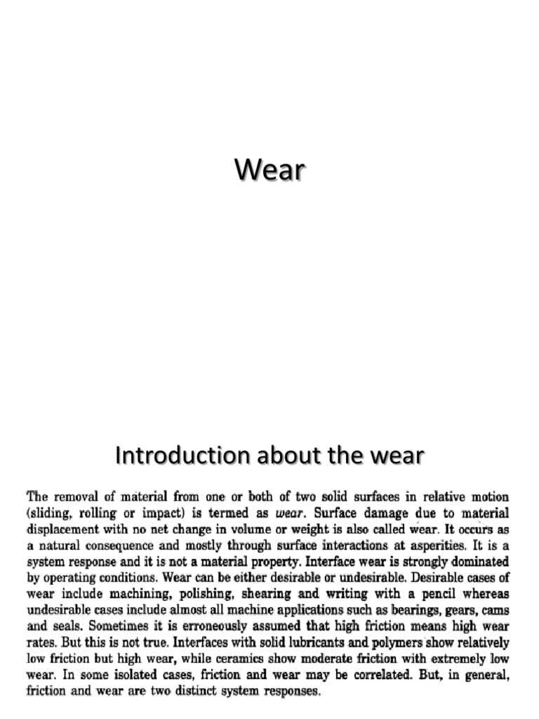Types of Wear | PDF | Wear | Conservation And Restoration