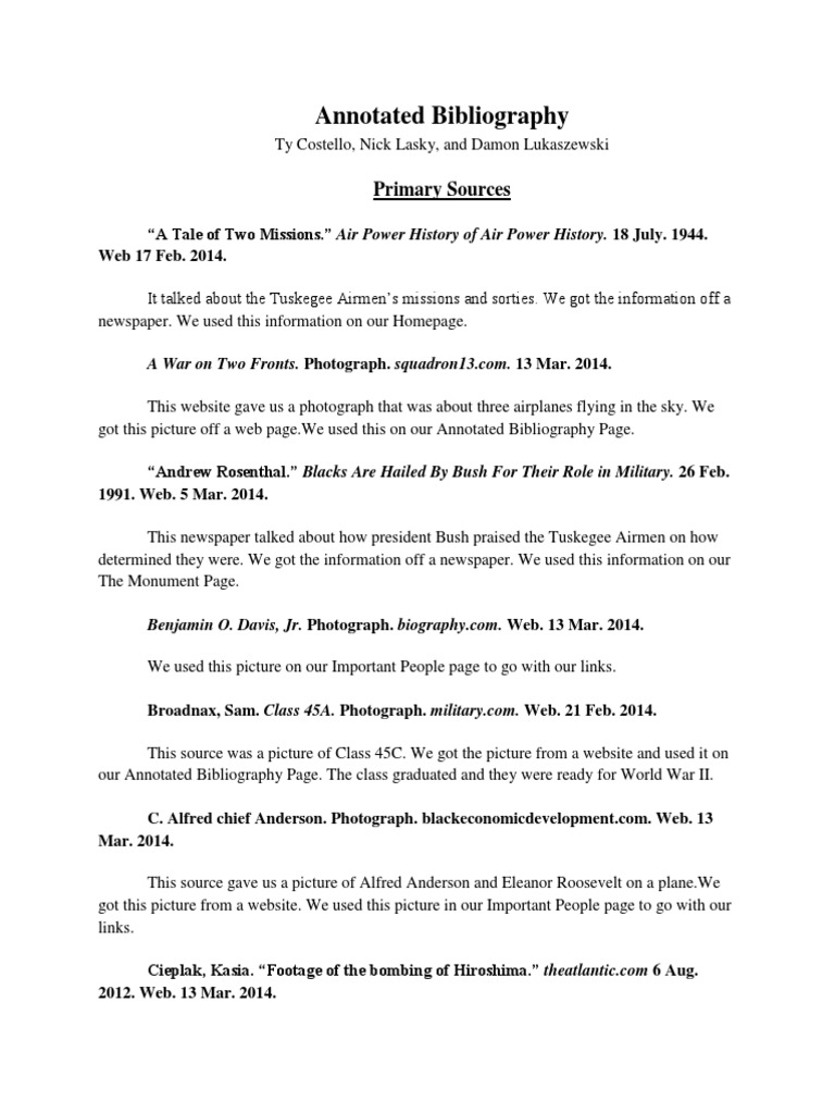 NHD Annotated Bibliography | PDF | Eleanor Roosevelt | Aviation