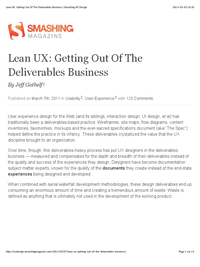 Lean UX - Getting Out of The Deliverables Business - Smashing UX Design ...