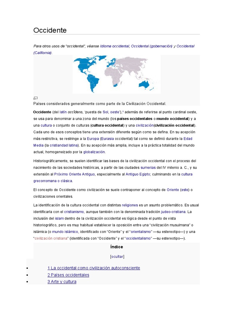 Occident e | PDF | Mundo occidental | Geografía cultural