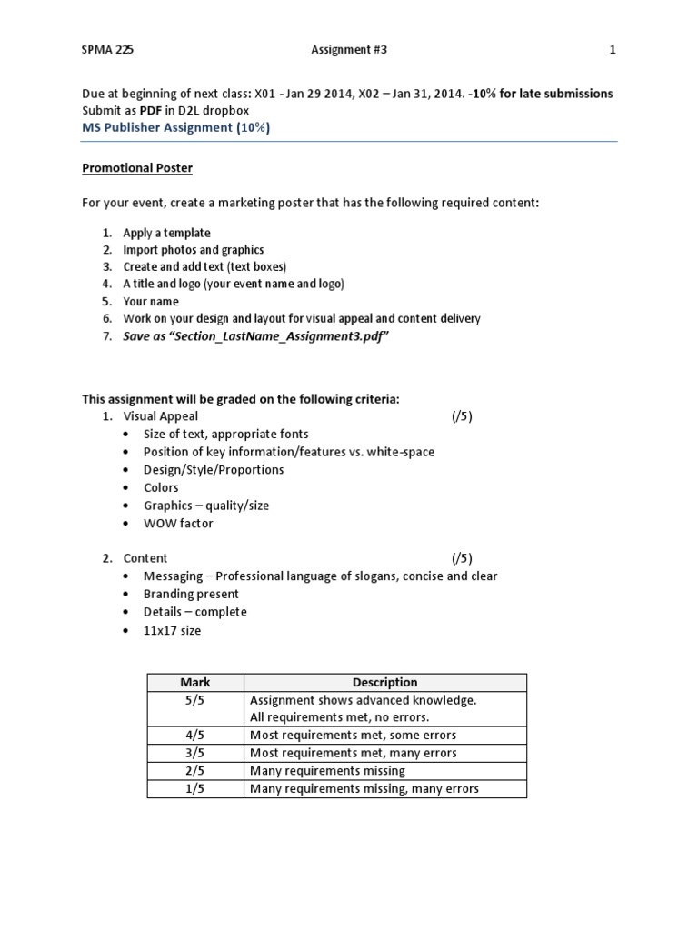 SPMA 225 - Assignment 3 - MS Publisher | PDF | Art | Computers