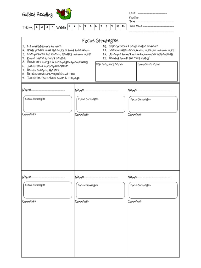Guided Reading Weekly Planner | PDF