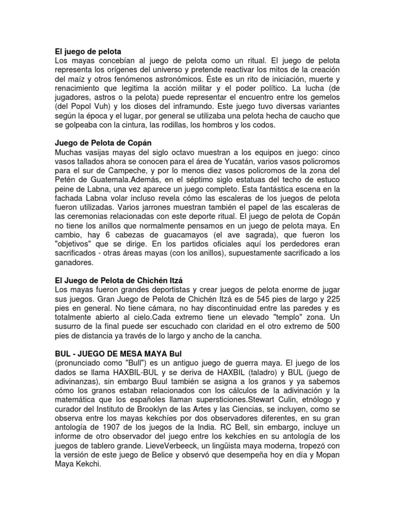 Juegos y rituales de los mayas | PDF | Civilización maya | Cultura ...