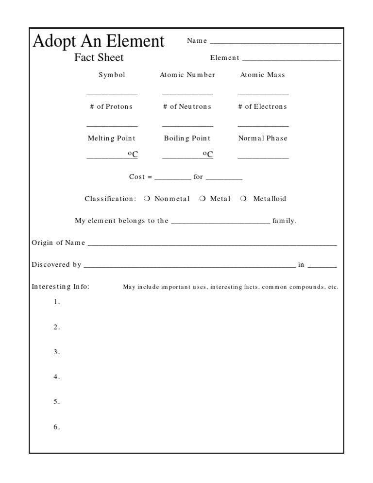 Adopt An Element | PDF | Chemical Elements | Chemical Substances