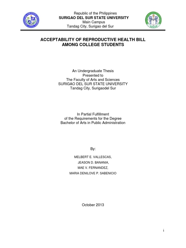 RH Bill Acceptance in College Students | PDF | Thesis | Bachelor Of Arts