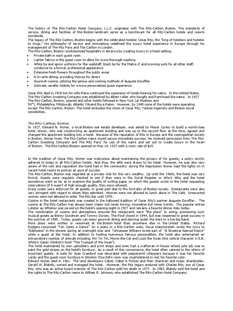 The History of The Ritz | Download Free PDF | Hospitality Industry | Hotel