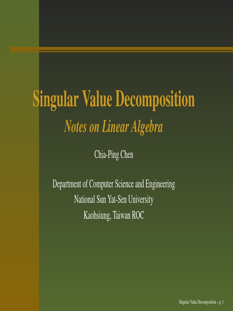 Singular Value Decomposition Notes On Linear Algebra Pdf Eigenvalues And Eigenvectors