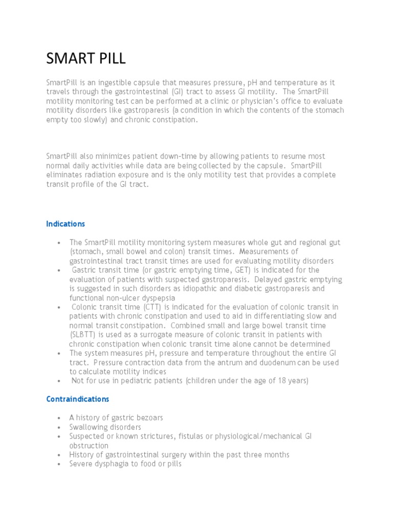 Smart Pill | PDF | Gastrointestinal Tract | Constipation