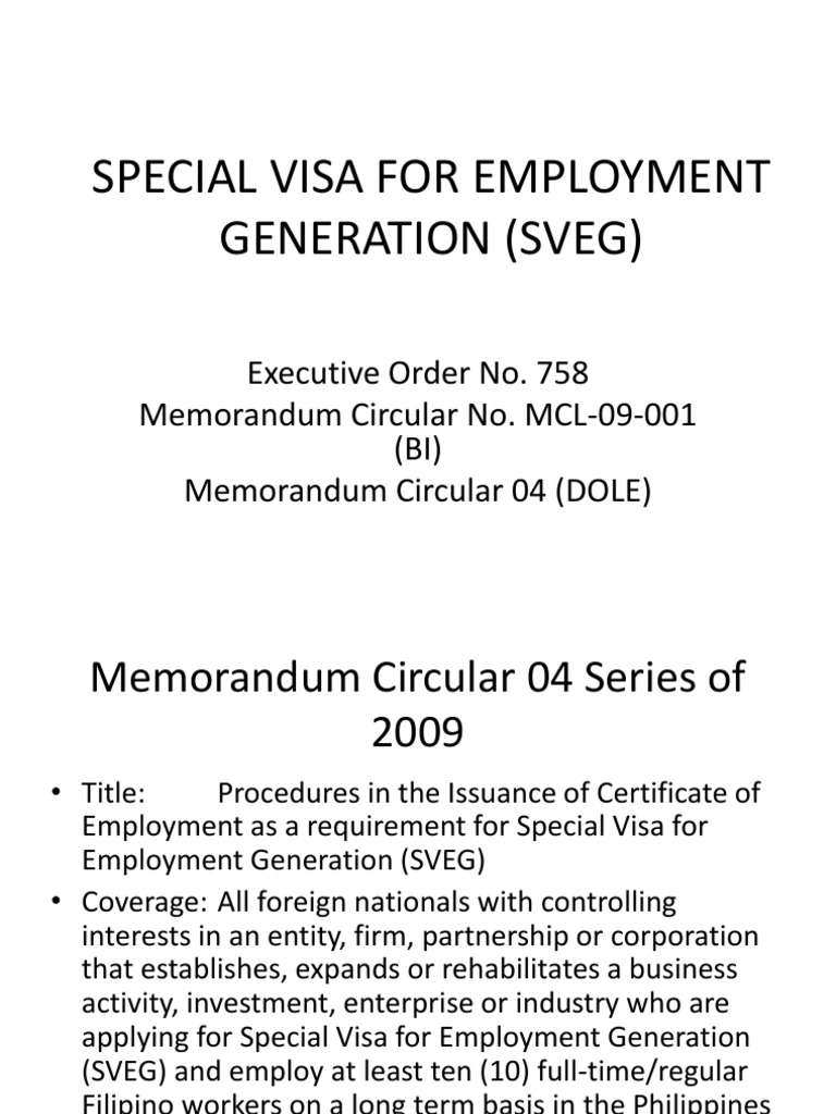 SVEG Visa Employment Certificate Process | PDF
