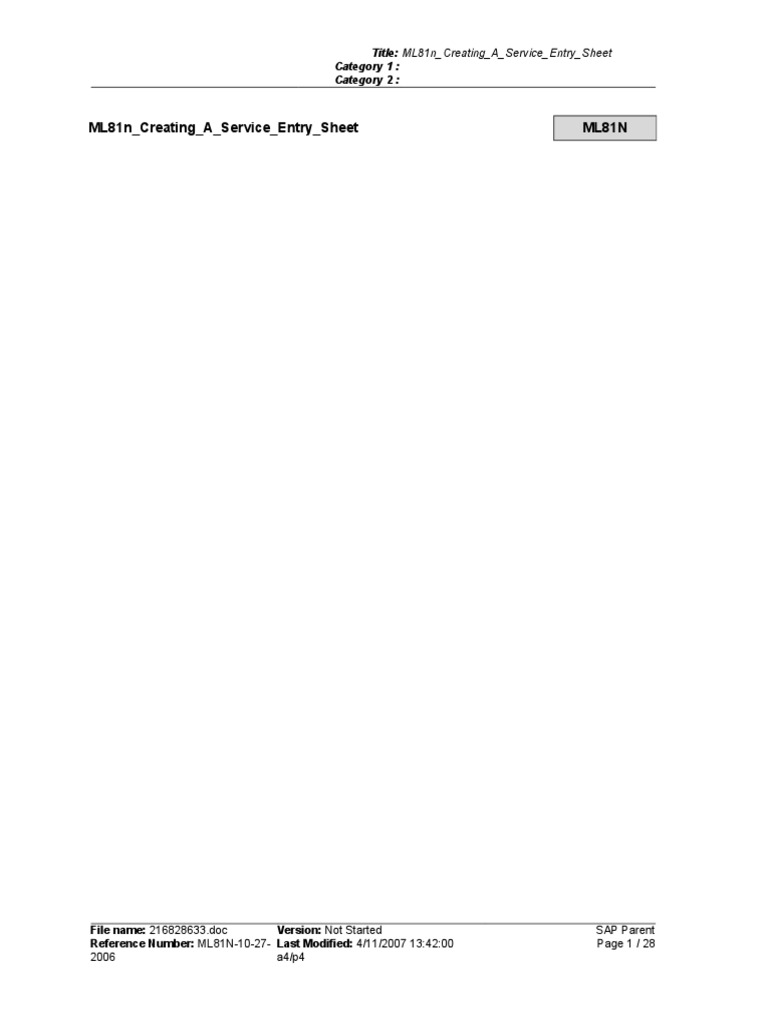 ML81N Creating An Entry Sheet 03-29-2007 | PDF | Leisure