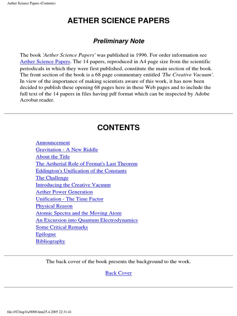 Aspden - Aether Science Papers (1996) | PDF | Science & Mathematics