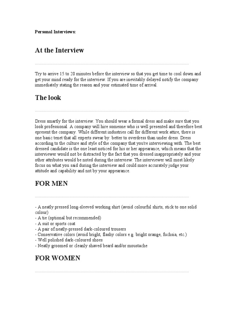 At The Interview: Personal Interviews | PDF | Accounting | Audit
