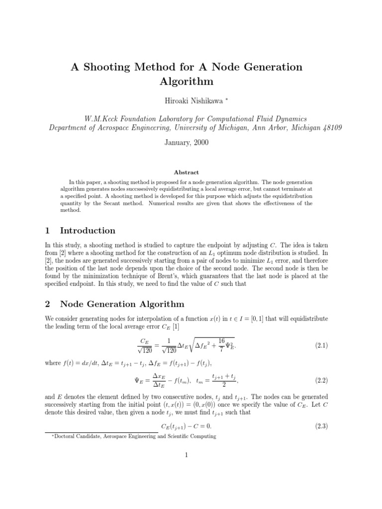 A Shooting Method For A Node Generation Algorithm | PDF | Iteration ...