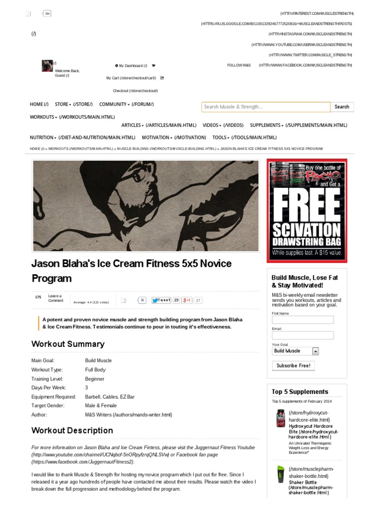 Jason Blaha's Ice Cream Fitness 5x5 Novice Program - Muscle & Strength ...