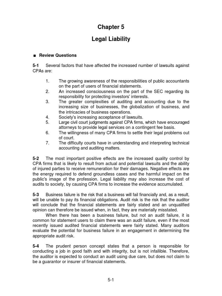 Ch05.pdf Audit Solution | PDF | Financial Audit | Negligence