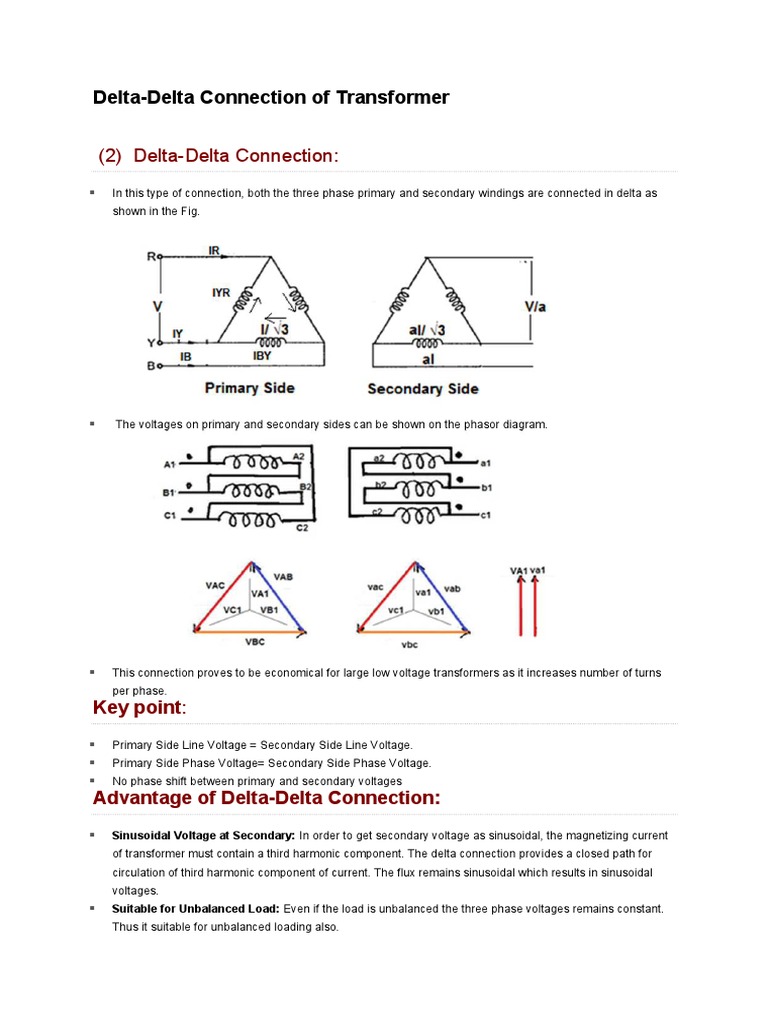 Delta-Delta Connection of Transformer | PDF | Transformer | Electronic ...