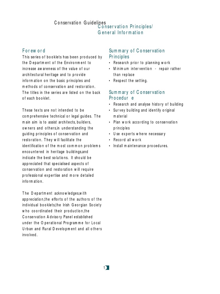 Conservation Principles 1 - 2 | PDF | Cultural Education | Heritage ...