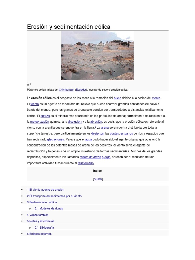 Erosión y sedimentación eólica | PDF | Geología | Materiales naturales